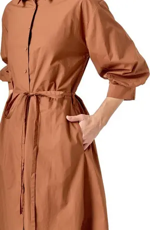 English Factory Flared Cotton Midi Shirt Dress