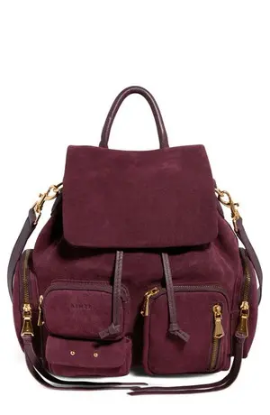 AIMEE Leather Backpack - Cherry Suede