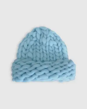 BELLE & BLOOM Hand Knitted Beanie - Sky Blue
