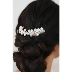 UNTAMED PETALS Jules Baroque Pearl Hair Comb - White