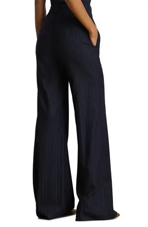 Ralph Lauren Wool Blend Twill Wide Leg Suit Pants