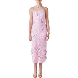 Endless Rose 3d Appliqué Strapless Maxi Dress