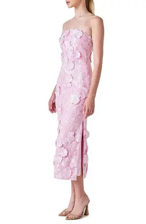 Endless Rose 3d Appliqué Strapless Maxi Dress