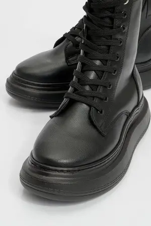 FOREVER & ALWAYS SHOES Nicolas Leather Combat Boot
