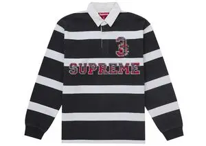Supreme Stripe Rugby Shirt - Black