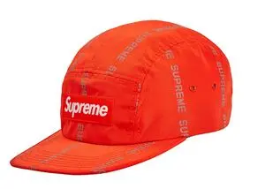 Supreme Reflective Text Camp Cap - Orange