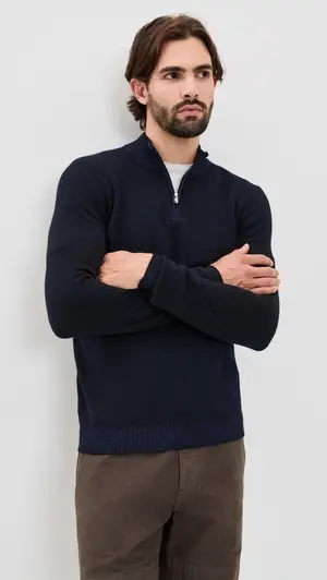Fedeli Honeycomb Quarter Zip Sweater