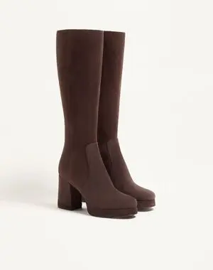 Valentino Garavani Fawcette Platform Leather Boots - Ebony