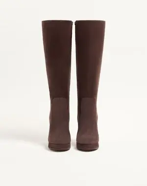 Valentino Garavani Fawcette Platform Leather Boots - Ebony