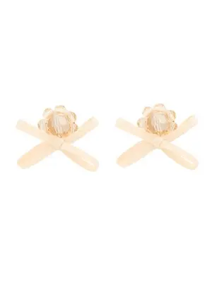 Simone Rocha Petite Bow Crystal-embellished Stud Earrings - Cream