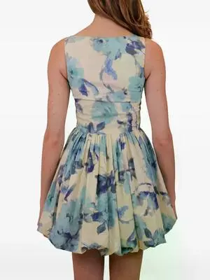 Azeeza Ananya Floral-pattern Mini Dress - Blue