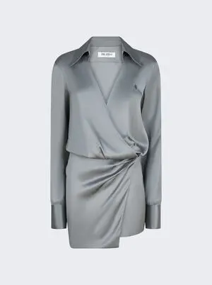 Attico Mini Wrap Dress - Silver