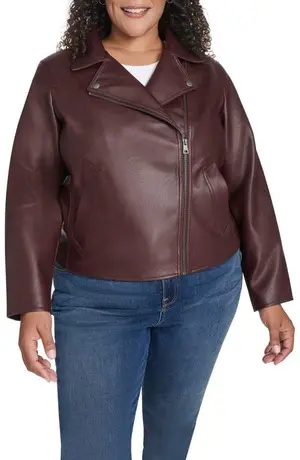 LEVI'S Slim Fit Faux Leather Moto Jacket - Oxblood
