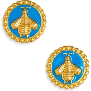 KARINE SULTAN Bee Coin Stud Earrings - Blue