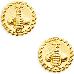 KARINE SULTAN Bee Coin Stud Earrings - Gold