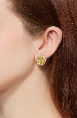 KARINE SULTAN Bee Coin Stud Earrings - Gold