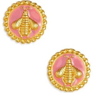 KARINE SULTAN Bee Coin Stud Earrings - Pink