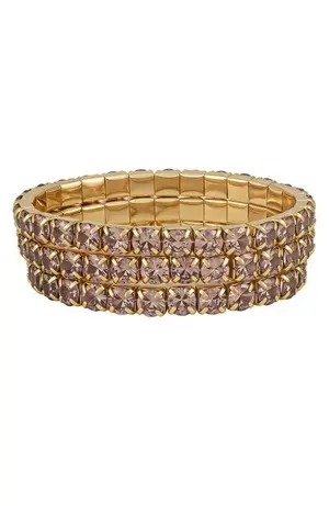 Vince Camuto Cubic Zirconia Trio Stretch Bracelet Set - 14k Gold Plated