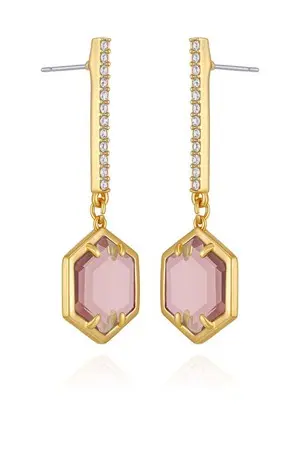 Vince Camuto Hexagon Pave Bar Drop Earrings
