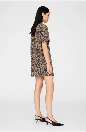 ANINE BING Beth Mini Dress - Black And Brown Leopard