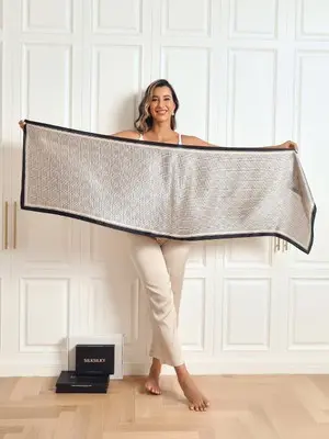 SILKSILKY Mulberry Silk Printed Long Rectangle Shawl Scarf
