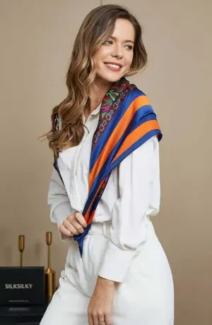 SILKSILKY Pure Silk Bohemian Square Scarf - Multi