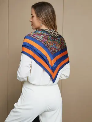 SILKSILKY Pure Silk Bohemian Square Scarf - Multi