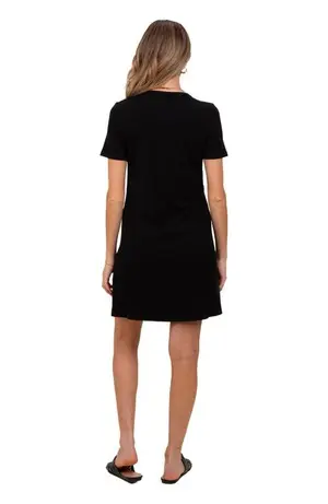 PINKBLUSH Ribbed Knit Basic T-shirt Dress