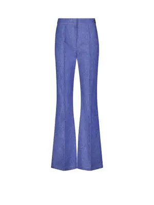 CALLAS MILANO Lola Denim Stretch Crepe Cropped Flare Trouser - Blue
