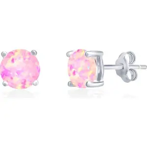DONATELLO GIAN Sterling Silver Opal Stud Earrings - Pink