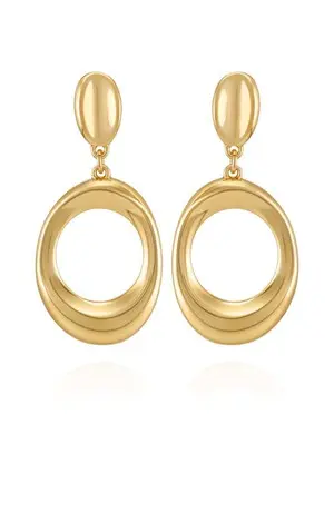 Vince Camuto Oval Drop Earrings - 14k Gold Plated