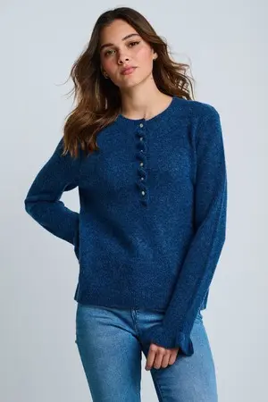 Lisa Todd The Allure Knit Henley - Denim