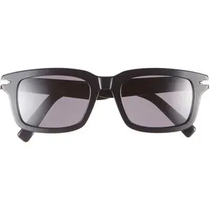 Dior Blacksuit S16I 52mm Rectangular Sunglasses Shiny Black /smoke