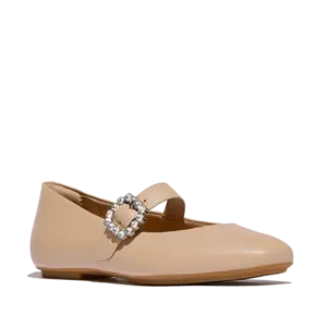 Fitflop Delicato Crystal-buckle Leather Mary Janes - Classic Beige