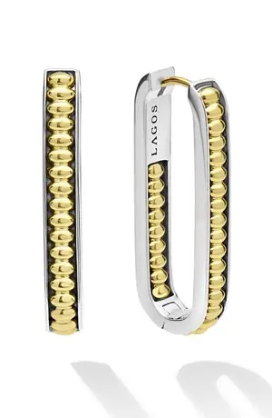 Lagos Large Two-tone Linear Hoop Earrings - Two Tone