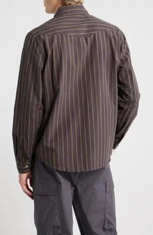 DARK SEAS Kimbro Stripe Cotton Snap-up Western Shirt - Black