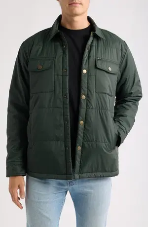 DARK SEAS Machinist Quilted Snap-up Shirt Jacket - Forest