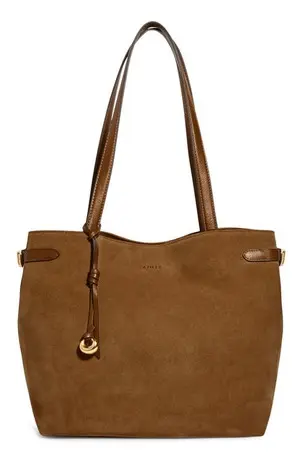 AIMEE Gramercy Leather Tote - Coffee Suede