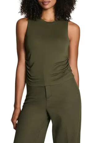 Spanx Sleek Ruched Jersey Tank Top - Dark Pine