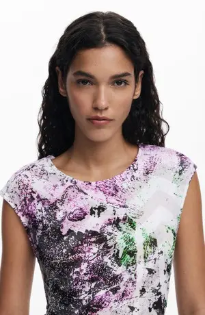 Desigual Mixed Print Tiered Dress