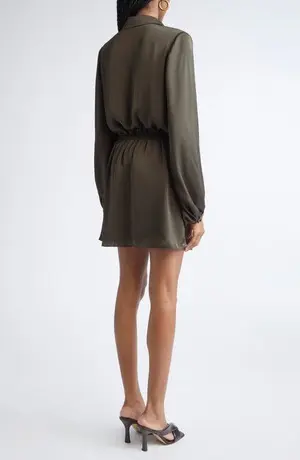 Ramy Brook Carolyn Long Sleeve Satin Wrap Dress