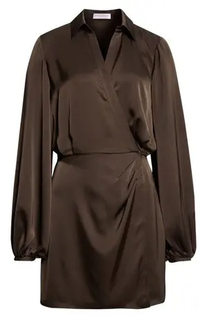 Ramy Brook Carolyn Long Sleeve Satin Wrap Dress