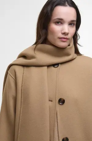 Barbour Clementine Scarf Detail Wool Blend Coat