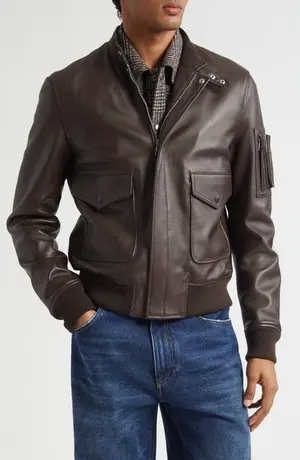 Men's Brown Bomber Leather Jackets