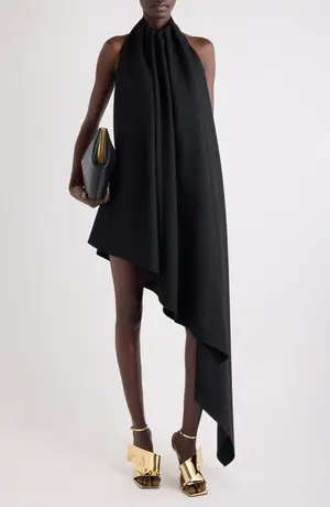 Givenchy Wool Asymmetric Halter Dress - Black
