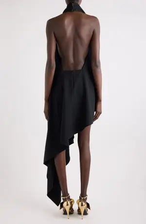 Givenchy Wool Asymmetric Halter Dress - Black