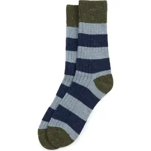 Barbour Houghton Stripe Wool-Blend Socks Blue Stone