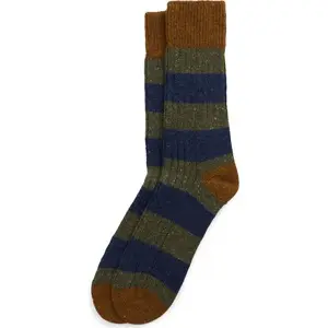 Barbour Houghton Stripe Wool-Blend Socks Thyme