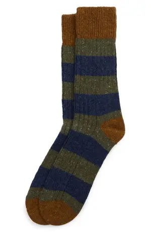 Barbour Houghton Stripe Wool Blend Socks Thyme