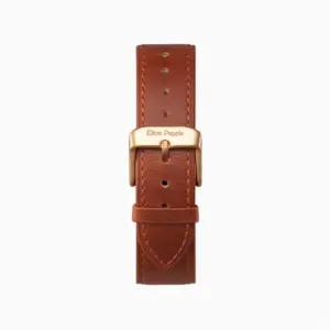 ELTON PEPPLE Stainless Steel Rectangular Watch With Leather Strap - Black/brown/rose Gold